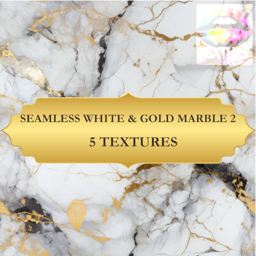 Second Life Marketplace - White & Gold Seamless Marble Textures PACK 2